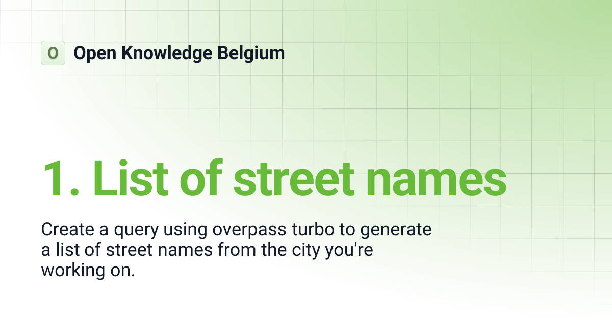 1. List of street names | Open Knowledge Belgium